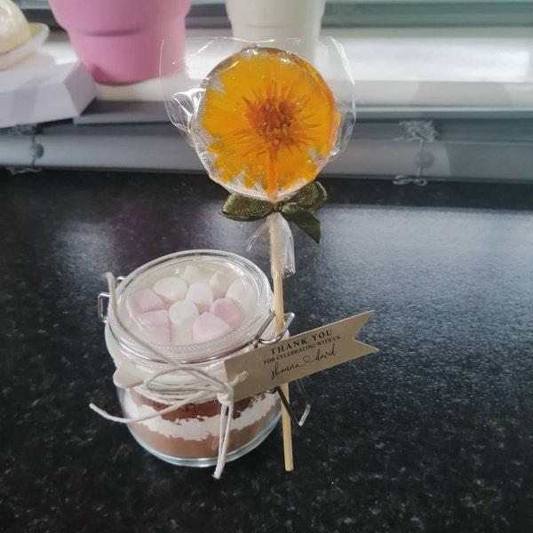 10 Gold Peach Elder Flower Lollipops, Edible Hard Candy With Natural ...