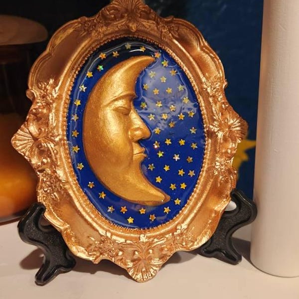 Man in the Moon Miniature Gold Ornate Frame, 90s Celestial Decor ...
