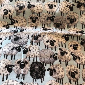 Susybee Allover Print Sheep Ewe Fabric- Lewe the Ewe- so Cute! Blue ...