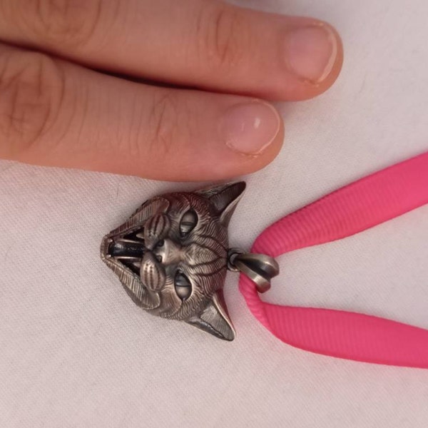 925 Silver Wildcat Necklace, Cat Pendant, Animal Jewelry, Unique Gift ...