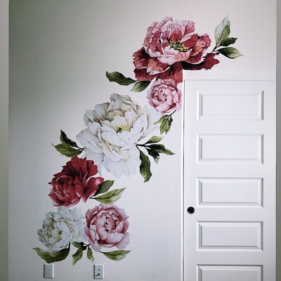 Flower Decals, Large Pink and Red Flower Decals Wall Stickers ...