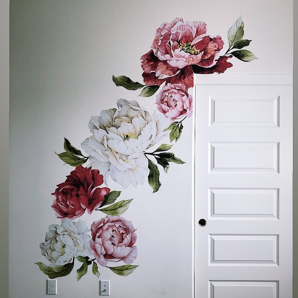Flower Decals, Large Pink and Red Flower Decals Wall Stickers ...