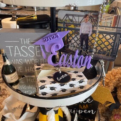 Personalized Graduate Graduation Sign, Shelf Sitter, Tiered Tray Decor ...