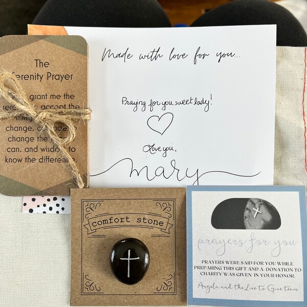 Prayer Card Pack & Comfort Stone Bundle + Prayers + Motivation ...