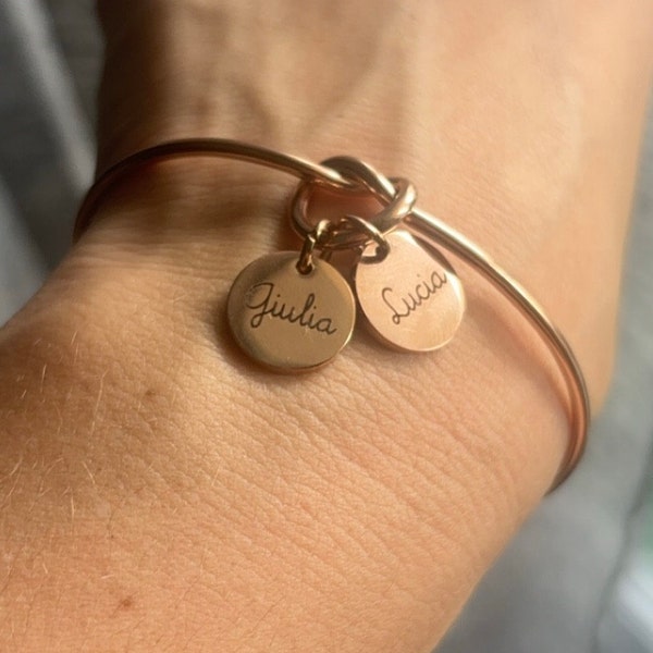 Bracelet jonc avec médailles à graver en acier inoxydable • Bracelet ...