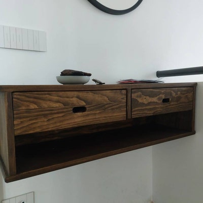 Floating Console Table With Two Drawers / Floating Console / Narrow ...