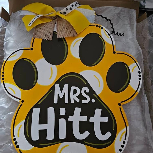 Paw Print Door Hanger - Small Polka Dots - CUSTOMIZE YOURS! - Etsy