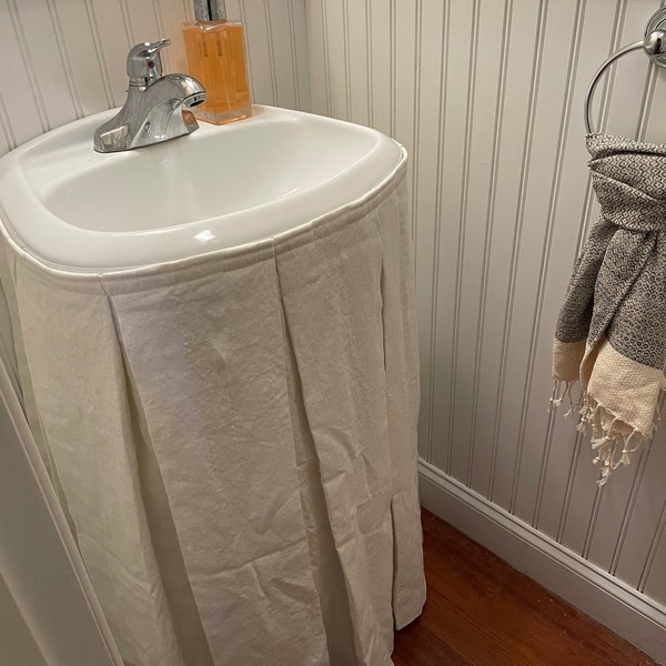 Pleated Sink Skirt for Farmhouse Vintage Sink Skirt for Bathrooms ...