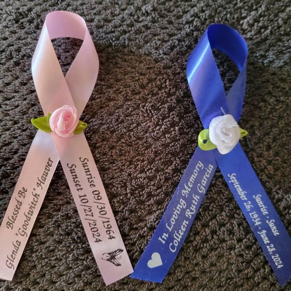 Personalized Memorial Ribbons With Pins for Funeral or Celebration of ...