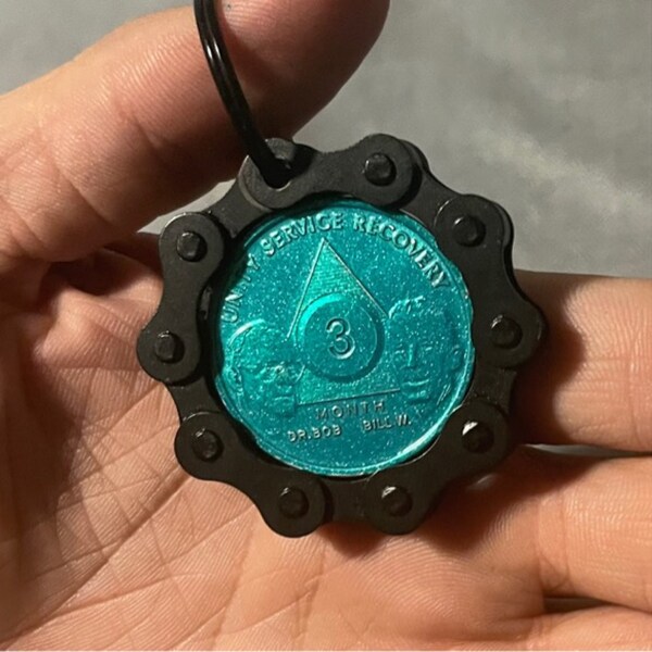 Display Your AA Chip Keychain Crafted Bicycle Chain Alcoholics ...