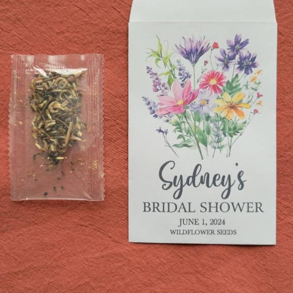 SET OF 25 Seed Packets Bridal Shower Favors Wildflowers Seeds Included ...