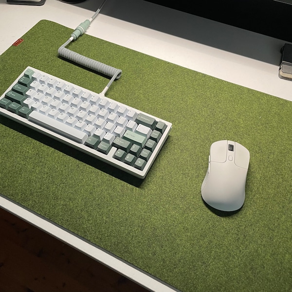 Felt Desk Mat Green, Custom Size Desk Pad Green, Felt Extended Mouse ...