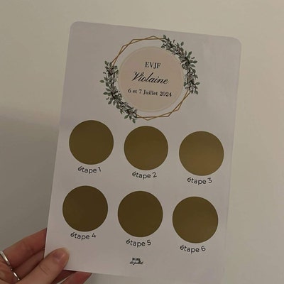 Carte à gratter pour EVJF, programme EVJF, carte personnalisable ...