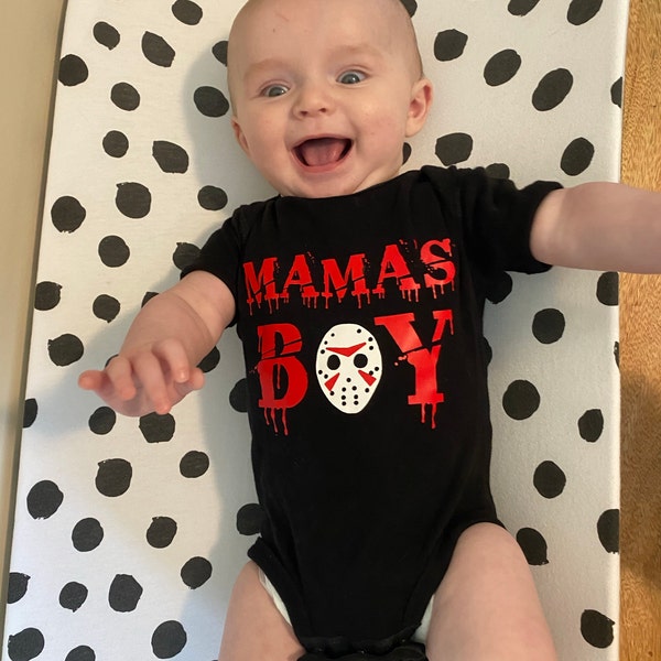 Mama's Boy Infant Baby Horror Movie Jason Graphic One Piece Baby Shower ...