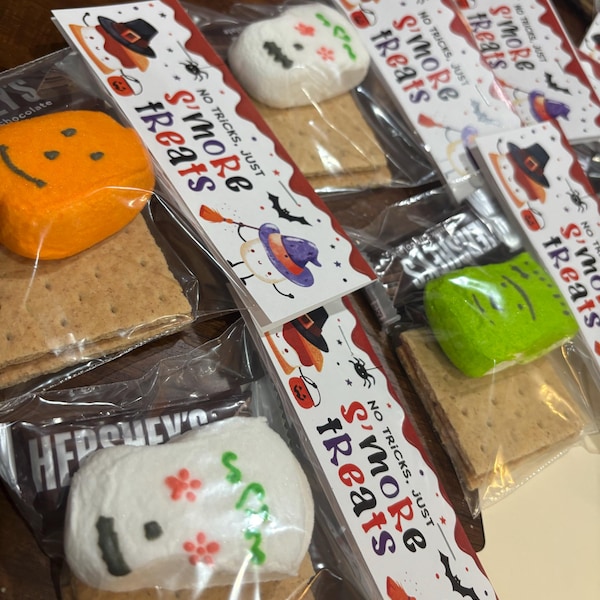 Printable Halloween S'mores Treat Tag & Topper, No Tricks Just S'more ...