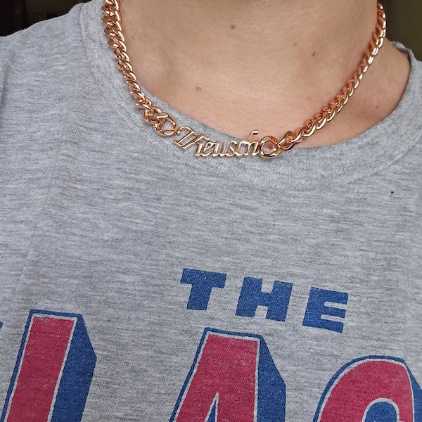 Custom Letter Name Necklace, 8mm Cuban Chain Necklace, Name Choker ...