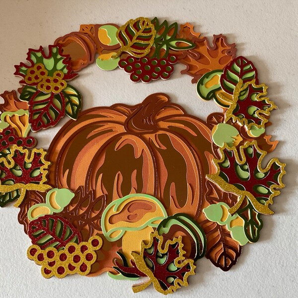 Autumn Wreath With Pumpkin Decor 3D Mandala SVG Files, Svg Papercut for ...