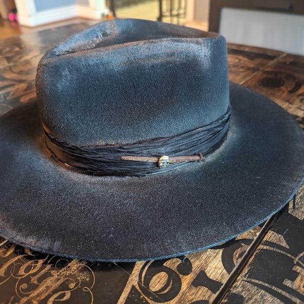 Custom Mens Goth Rock Hat, Rock N Roll Hat , Bolero Hat, Western Rock ...