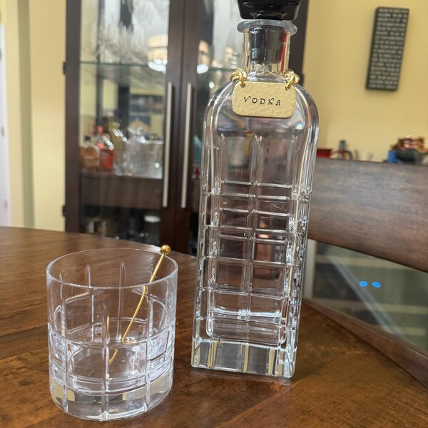 Liquor Decanter Tags | Customizable Sets Hand-stamped Hammered Brass ...