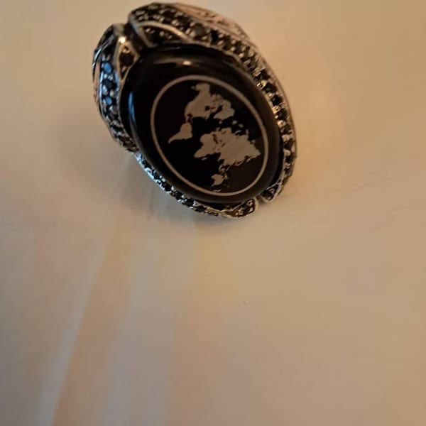 World Map Wrapped Silver Ring, World Design Ring, Idealist Ring for Men ...