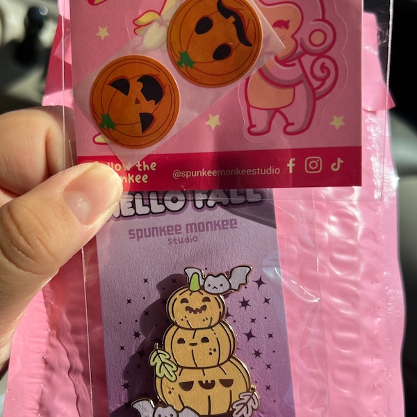 Pumpkin Stack N Bats Pin | Kawaii Pastel Halloween Pin | Hard Enamel ...