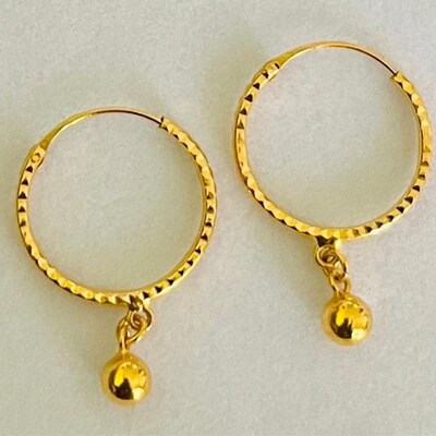 22k Gold Small Size Jimiki Dangling Solid Gold Earrings 916 Gold Jhumki ...