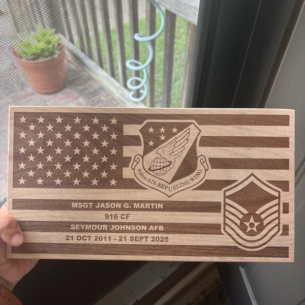 Custom Military Flag Plaque - Personalized Wood Flag With Engraved ...