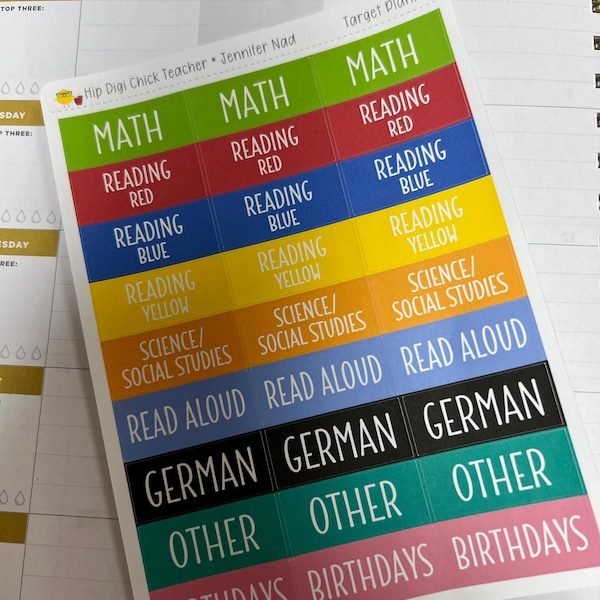 Custom Teacher Planner Subject Header Stickers - Etsy