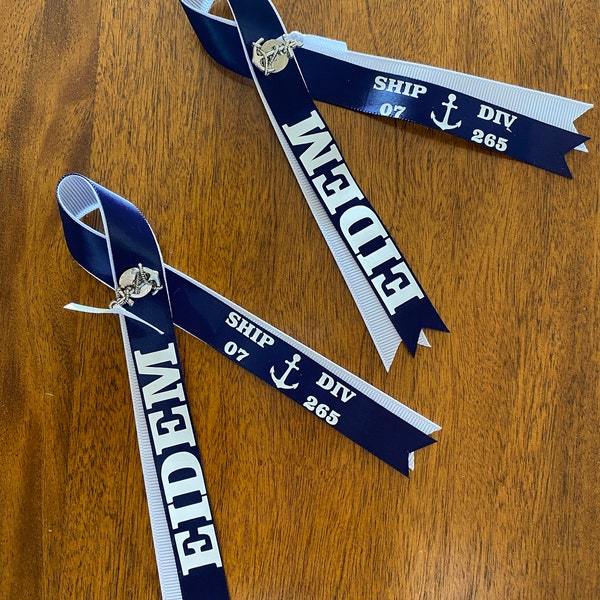 Personalized Navy PIR Graduation Ribbons With Anchor Pin (set of 2) - Etsy
