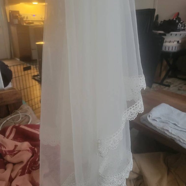 Soft Flower Lace Bridal Juliet Veil Boho Short Wedding Cap Veil 1930s ...