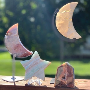 Crystal Crescent Moon Carving Purple Crystal Moon Carving Celestial ...