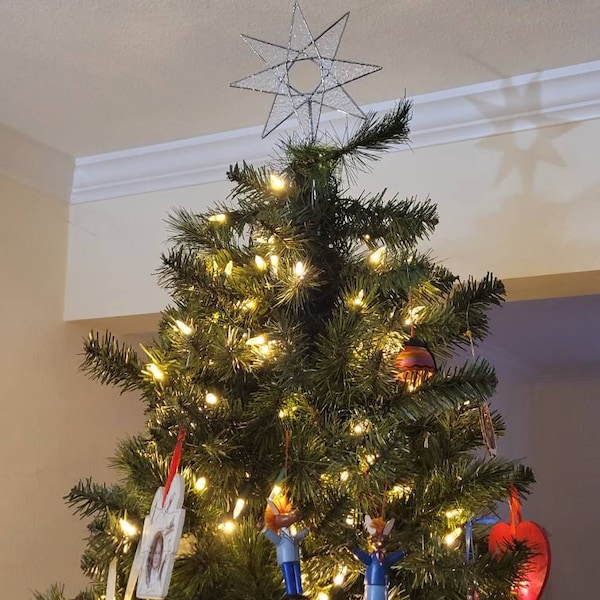Clear Textured Star Stained Glass Tree Topper for Christmas Trees ...