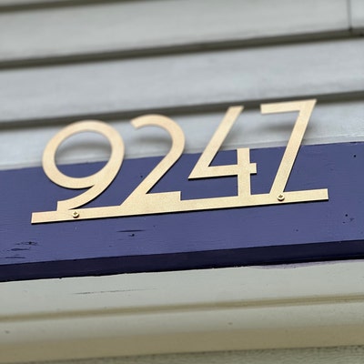 Mid Century Metal House Number Sign Address Number Sign Modern Address ...