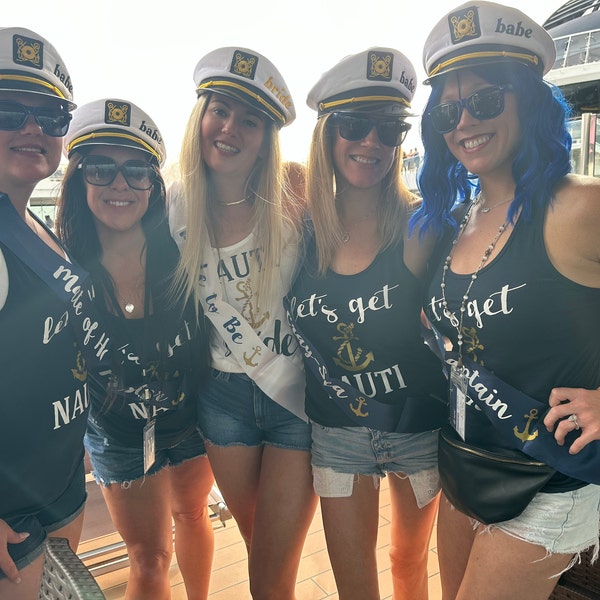 Lets Get Nauti Navy Blue Tank Tops Nautical Bachelorette Party Shirts ...