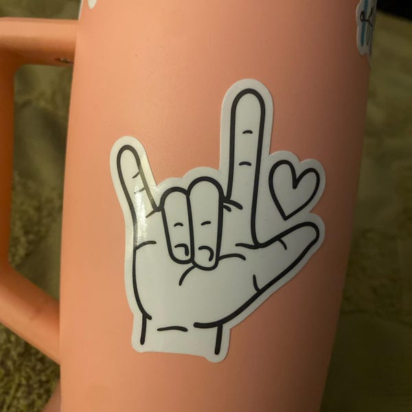 I Love You Sign Language Sticker | ASL Sticker | Water Bottle Sticker ...
