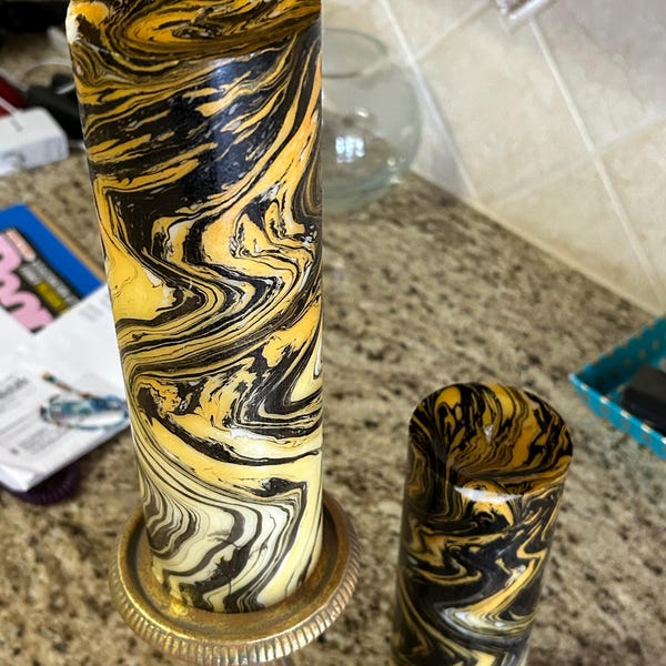 Marbled Pillar Candle Southwestern Swirl Hand-dip Dyed Home Decoration ...