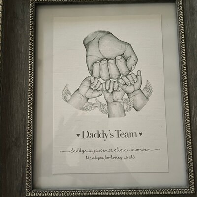 Daddys Team Print, Gift for Dad, Family Hands Print, Daddy Children ...