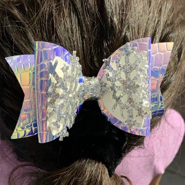 Christmas Snowflake Bow Template, Lace Bow SVG, Frozen Hair Bow PDF ...