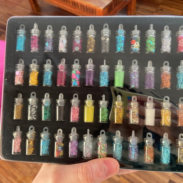 24pcs 48pcs Kit Nail Art Decorations Acrylic Vial Mix Rhinestone Beads ...