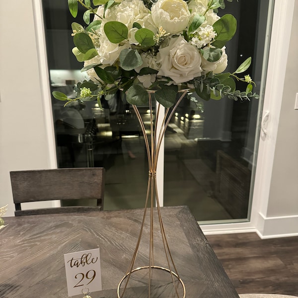 White and Sage Green Wedding Table Arrangement, Guest Table Flower Ball ...