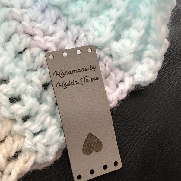 Fully Customisable Rectangle Centre Fold Foldable Faux Leather Labels ...