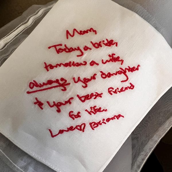 Handwritten Custom Keepsake Handkerchief, Message Memento Personalized ...