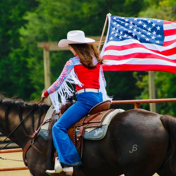Patriotic Waves -- Arena Rodeo Queen Shirt -- Sizes Child 5/6 - Adult ...