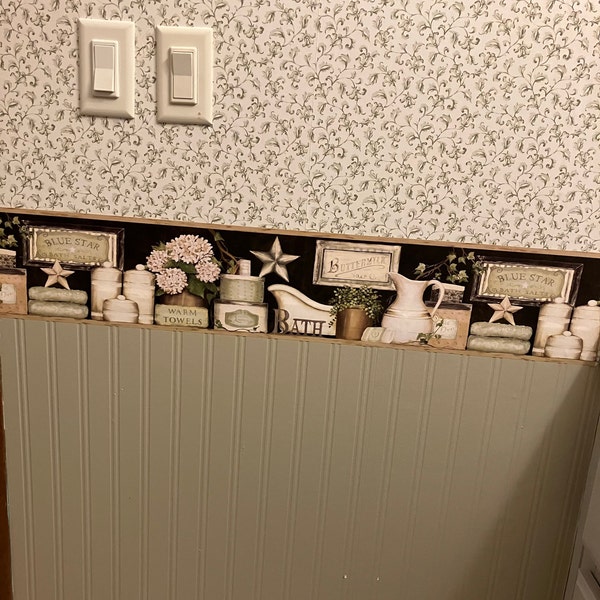 Martha Country Bath Wallpaper Border Black Ctr63102b - Etsy