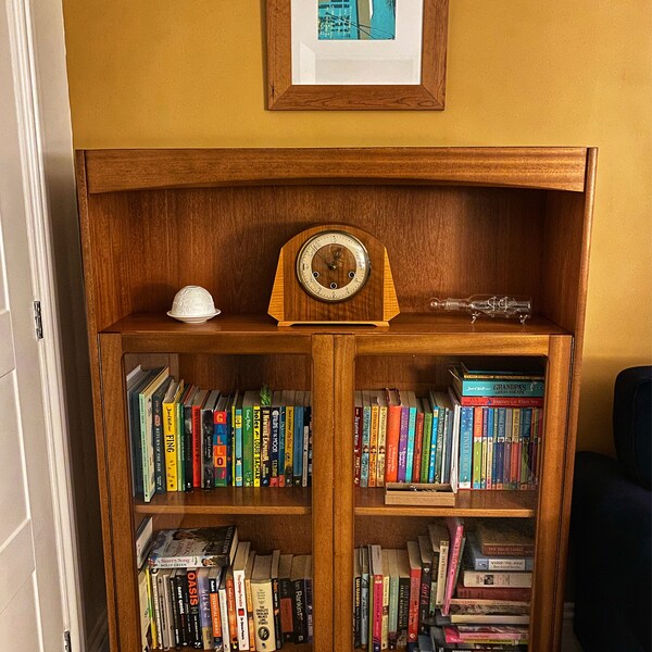 Vintage Mid Century Retro Nathan G Plan Bookcase Glass Fronted Display ...
