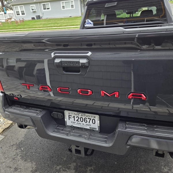 Red With Black Outline Raised Tailgate Insert Letters Tailgate Letters ...