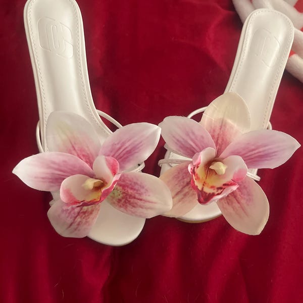 Red Orchid Flower Heels Sandals - Etsy