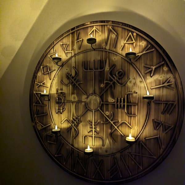 Vegvisir Altar Scheibe Holz Wikinger Pagan Geschenke Schrein Dekoration ...