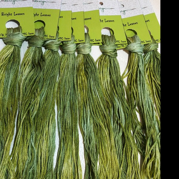 Hand Painted Cotton Floss 'BRIGHT LEAVES' Hand Dyed Thread for ...