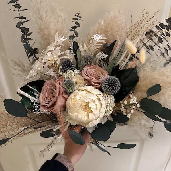 Dried Greenery, Tan and Flower Garland/ Fall Centerpiece/ Mantle Piece ...